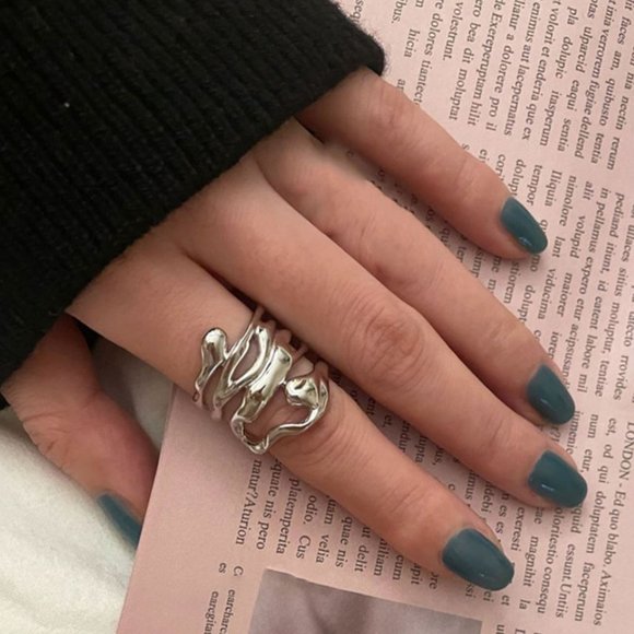 Jewelry | 925 Sterling Silver Chunky Silver Drip Ring Twist Wrap ...